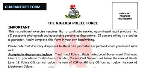 Print Npf Guarantor Form Pdf Nigeria Police Recruitment Login