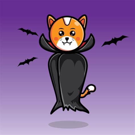 Lindo Gato Vampiro Volando Hacia Ti El Día De Halloween Vector Premium