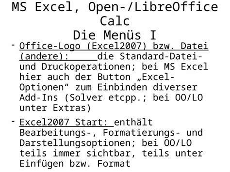 Pptx Ms Excel Open Libreoffice Calc Die Menüs I Dokumen Tips