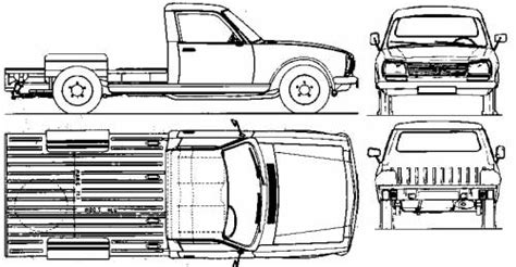 1985 Peugeot 504 Chassis Pickup Truck Blueprints Free Outlines