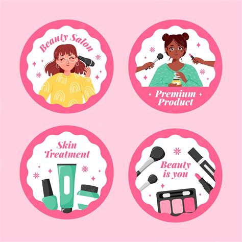 손으로 그린 미용실 레이블 템플릿 무료 벡터