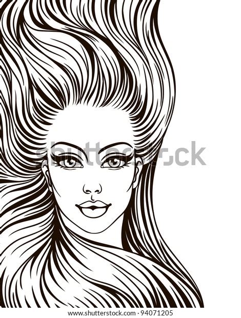 Silhouette Woman Long Hair Stock Vector Royalty Free 94071205