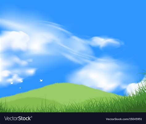 Green Grass Field With Blue Sky Royalty Free Vector Image