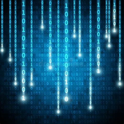 Vector Matrix Style Binary Background With Falling Number Stock Vector