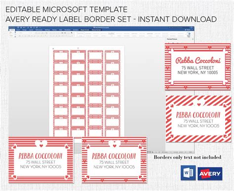 Buy Address Label Borders Editable In Microsoft™ Word Printable On