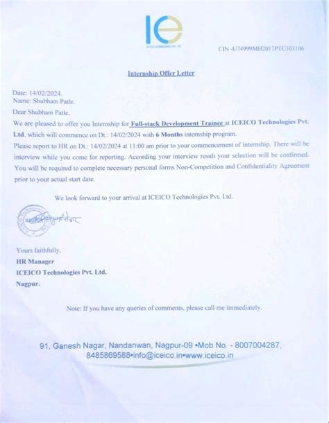 Shubham Patle On Linkedin Internship Fullstack Iceico