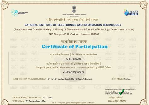 Vlsi Semiconductor Digitaldesign Cmos Verilog Nielit