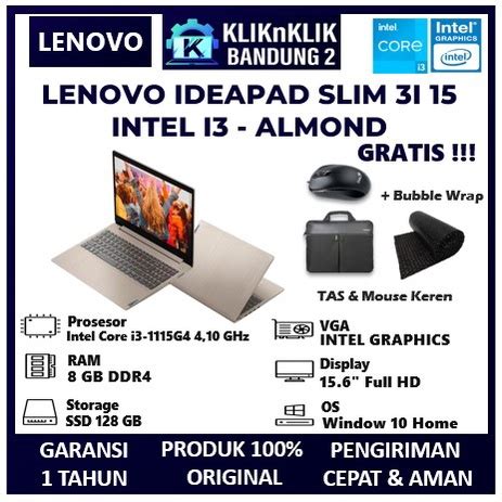 Jual LAPTOP LENOVO IDEAPAD SLIM I INTEL I GEN Th ALMOND Shopee Indonesia