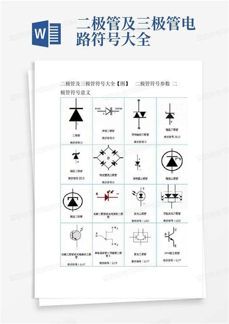 二极管及三极管电路符号大全word模板下载 编号qxgjpwyr 熊猫办公