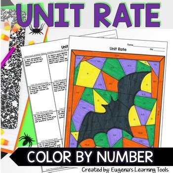 Unit Rate Color By Number Halloween Activity By Eugenia S Learning Tools