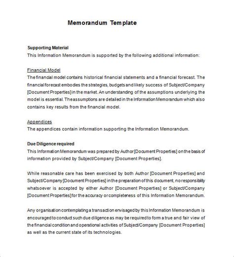 Information Memorandum Sample Pdf Master Of Template Document