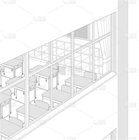 学校教室的窗户单色背景材料的漫画书素材 花瓣网
