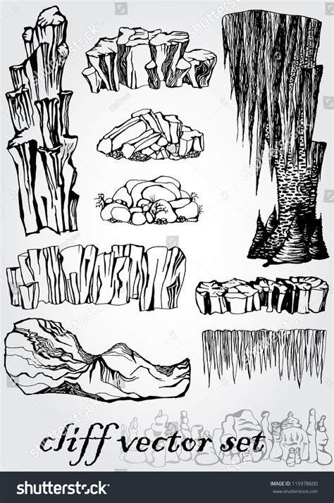 Cliff Vector Set 스톡 벡터 로열티 프리 115978600