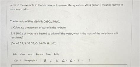 Solved Refer To The Example In The Lab Manual To Answer This Chegg