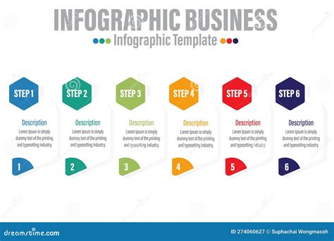 Infographic Template 6 Step Timeline Journey Flat Simple Infographics Design Template