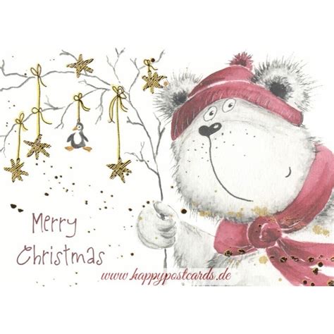 POSTKARTEN Weihnachtskarten Eisbär Merry Christmas