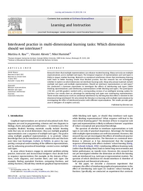 Pdf Interleaved Practice In Multi Dimensional Learning Tasks Which