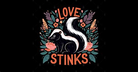 Love Stinks Skunk With Floral Design Love Sticker Teepublic