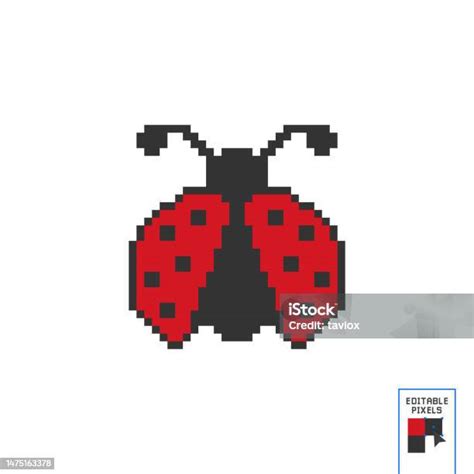 Ladybug Pixel Art Bug Insect Icon Isolated Vector Illustration Element Design For Stickers Logo