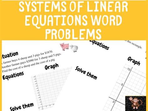 Simultaneous Equations Word Problems Activity Teaching Resources