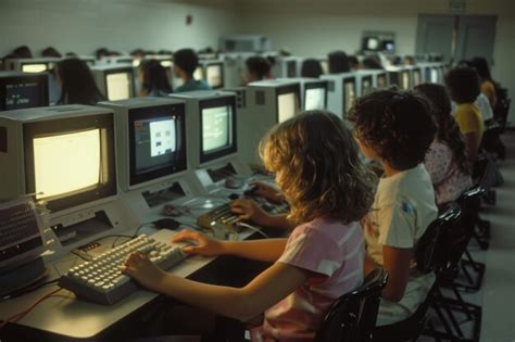 Premium Photo A Computer Lab Filled With Babes Learning To Type And Use Educational Software