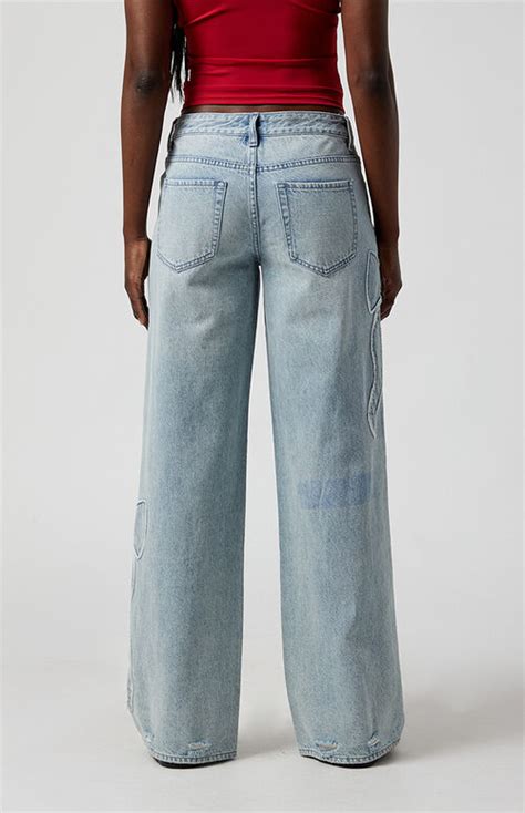 Pacsun Casey Bow Low Rise Baggy Jeans Light Indigo Pacsun