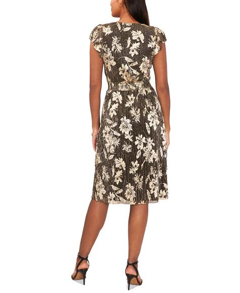 Msk Petite Floral Print Flutter Sleeve Dress Macys