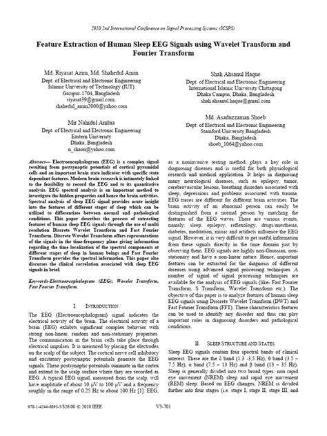 Feature Extraction Of Human Sleep Eeg Signals Using Wavelet Transform