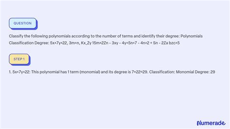Solved Classify The Following Polynomials According To The Number Of