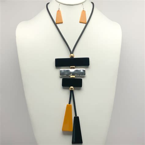 Rectangle Lucite Drop Necklace L And B Creations