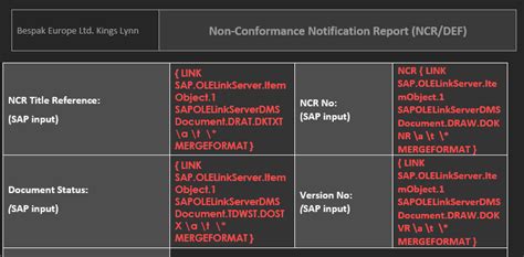 Microsoft Word Sap Document Management Link Field Code Displaying