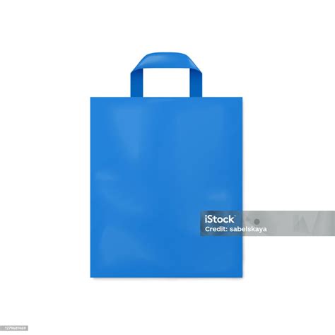 Mockup Kantong Plastik Biru Mock Up Kemasan Terisolasi Kosong Yang