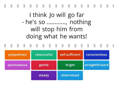 B2 Positive Personality Adjectives Find The Match