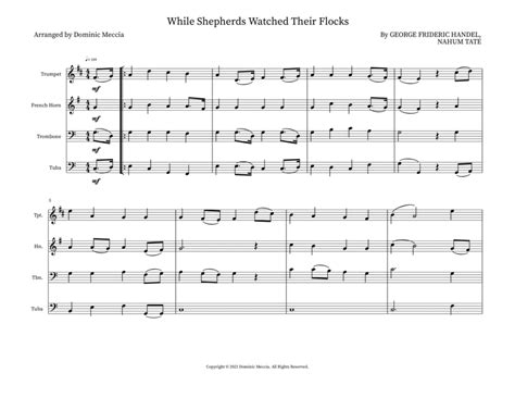 While Shepherds Watched Their Flocks By George Frideric Handel Horn