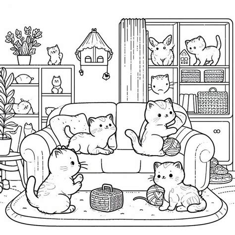 Free Printable Kitten Playing Coloring Pages Cat Coloring Book