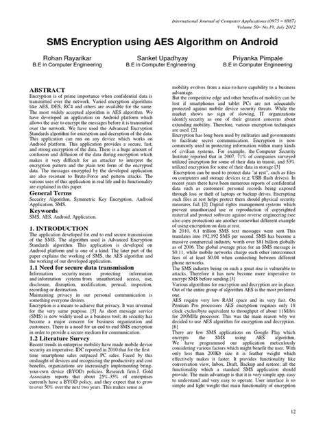 Final Project Sms Encryption Using Aes Pdf Encryption Short