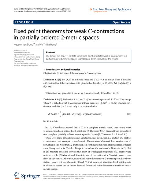 Pdf Fixed Point Theorems For Weak C Contractions In Partially Ordered