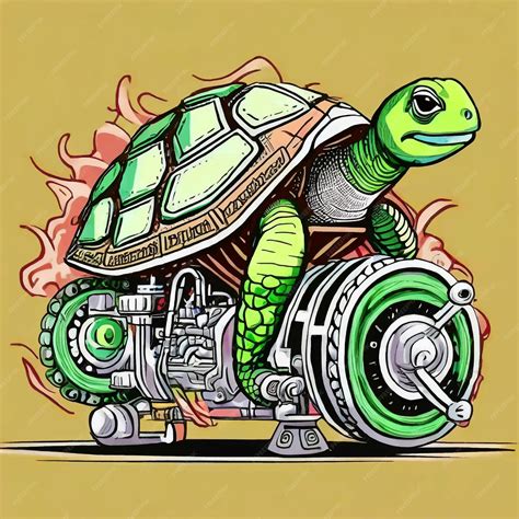 Premium Vector Hot Rod Engine Turtle Illustration