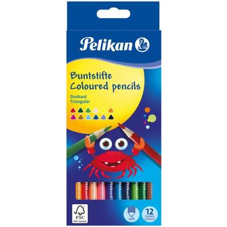 Карандаши PELIKAN трехгранные 12 цветов купить по цене 323 ₽ в интернет ...