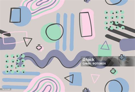 기하학적 모양의 추상 팝 아트 컬러 배경 매끄러운 패턴 복고풍 스타일 어린이 만화 색상 시작 배경의 창조적 인 벡터 그림입니다 0명에 대한 스톡 벡터 아트 및 기타 이미지