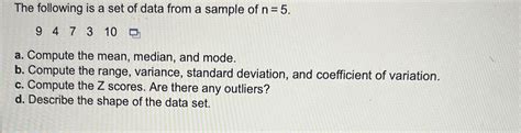 solved the following is a set of data from a sample of