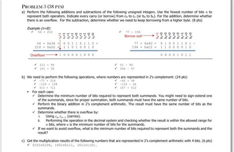 Solved Problem 3 38 Pts A Perform The Following Additions