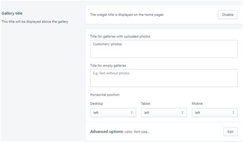 Widget Settings Page Customer Photo Uploader Shopify App