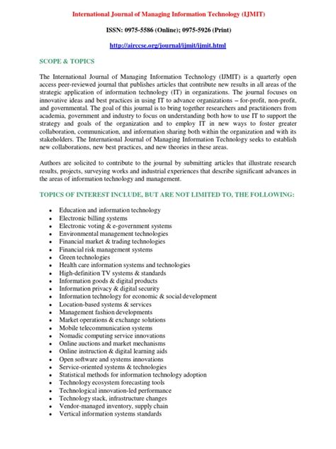 International Journal Of Managing Information Technology Ijmit Pdf