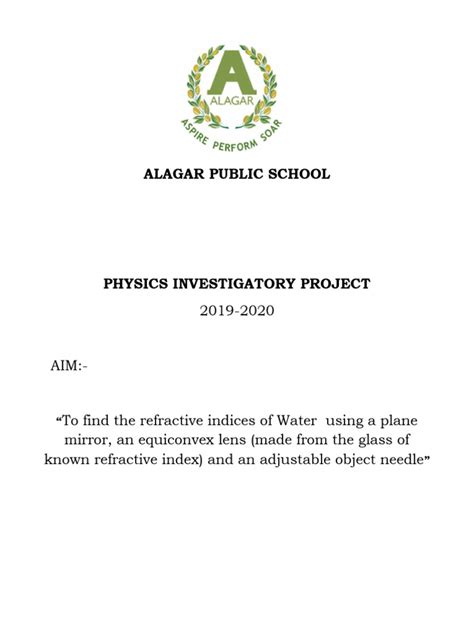 Physics Investigatory Project Pdf Refractive Index Refraction Physics Investigatory Project Pdf Refractive Index Refraction