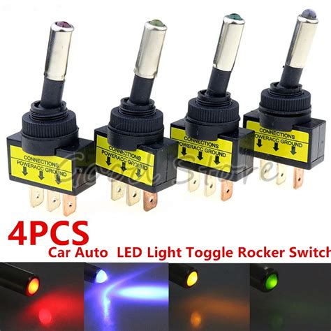 자동차 자동 Led 라이트 토글 로커 스위치 차량 보트용 3 핀 Spst On Off 판매 12v 20a 4 개 스위치