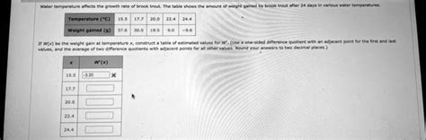 water temperature affects the growth rate of brook trout the table