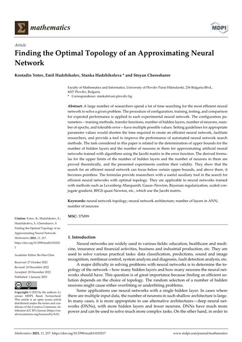 PDF Finding The Optimal Topology Of An Approximating Neural Network