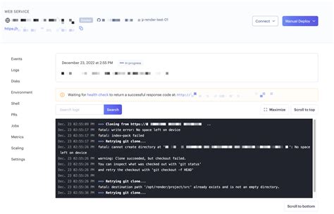 enospc no space left on device write render