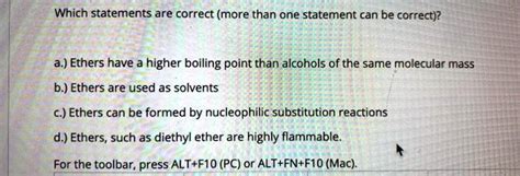 Which Statements Are Correct More Than One Statement Can Be Correct A Ethers Have A Higher